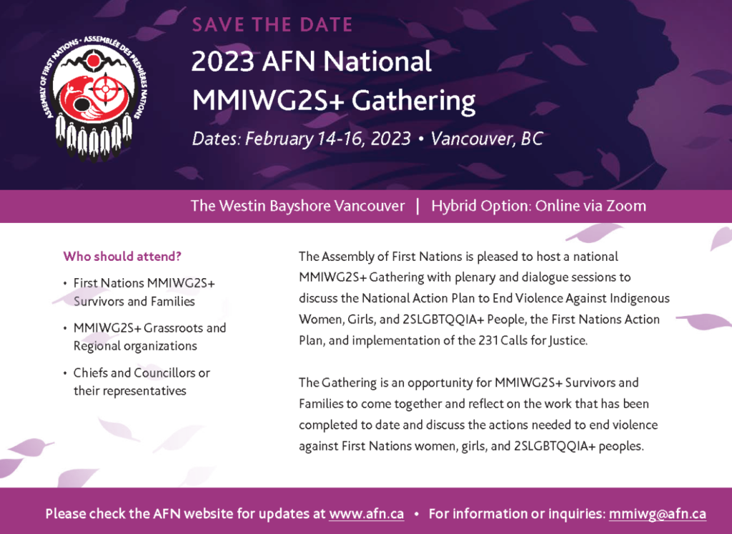 AFN National MMIWG2S+ Gathering